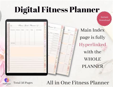 Fitness Planner Printable Meal Planner Health Workout Etsy