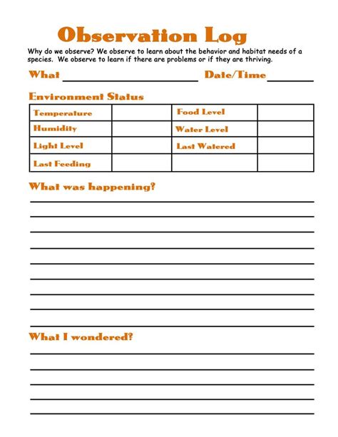 Observation Worksheet Science Science Observation Sheet Kind