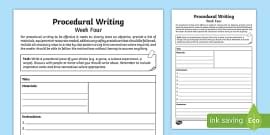 Procedural Writing Week One Homework Worksheet Twinkl