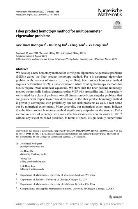 Fiber Product Homotopy Method For Multiparameter Eigenvalue Problems Request Pdf