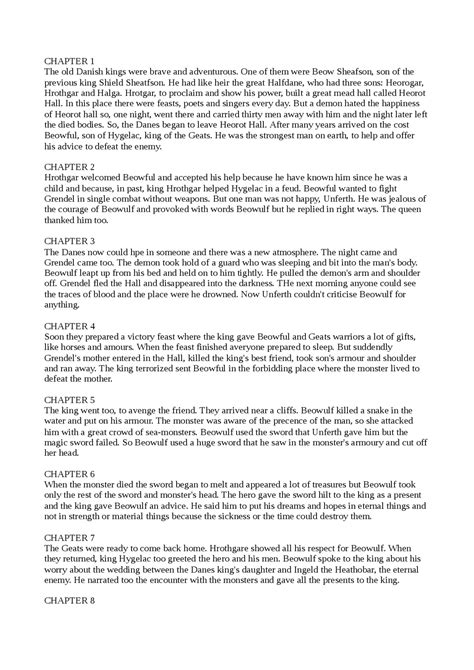 Riassunto Di Beowulf Schemi E Mappe Concettuali Di Inglese Docsity