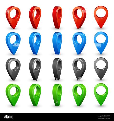color 3d map pins place location and destination icons navigation pin