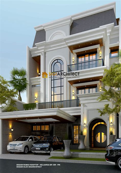 Rumah Klasik American 3 Lantai Desain Cluster Tanpa Pagar Jasa Arsitek Desain Rumah Mewah