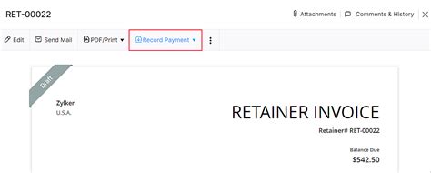 Basic Functions In Retainer Invoices Help Zoho Billing