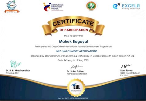 mahek bagayat on linkedin excelr institution s innovation council tiet