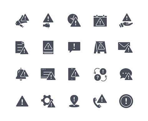 Premium Vector Warning Icons Black Set Ui And Ux Design Interface For