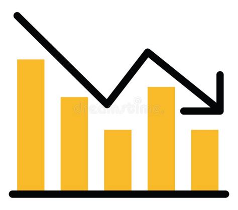 bar chart decreasing bar graph isolated white color stock