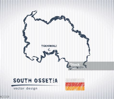Craie De Vecteur De Lossétie Du Sud Dessin Carte Isolé Sur Fond Blanc