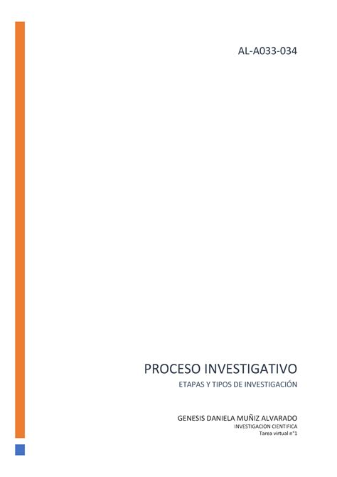 Tarea N°1 Investigacion Cientifica Proceso Investigativo Etapas Y