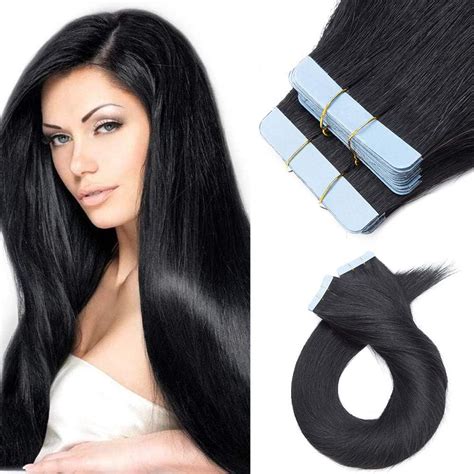 14 Inch SEGO Tape In Hair Extensions Human Hair 2g 40pcs 1 Jet Black