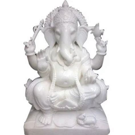 Rrarts Honed Finish Makrana Marble Ganesh Ji Statue Packaging Type
