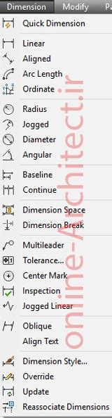 آموزش دستور Dimension در اتوکد معمار آنلاین