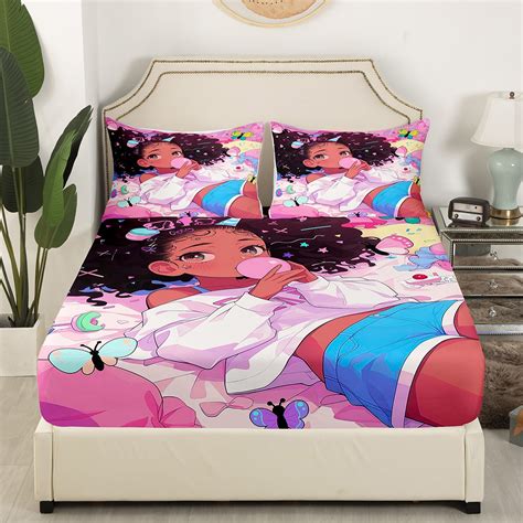 Yst American African Girls Queen Sheet Set Cute Black Girls Sheets