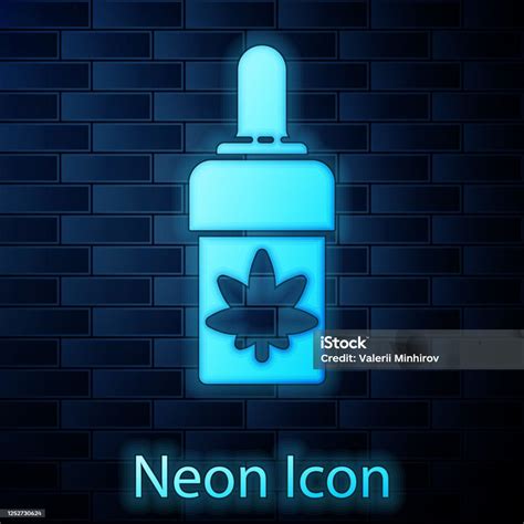 發光霓虹燈醫用大麻或大麻葉橄欖油滴圖標隔離在磚牆背景大麻提取物大麻符號向量插圖向量圖形及更多健保和醫療圖片 健保和醫療 健康的生活方式