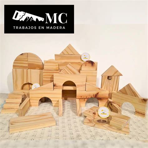 Bloques De Madera 52 Piezas Mc Trabajos En Madera