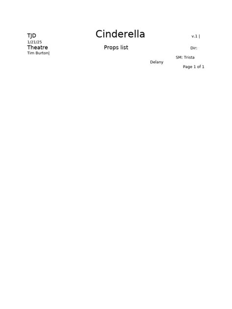 Cinderella Props List Pdf