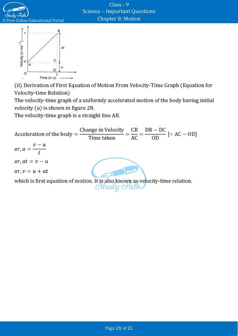 Important Questions For Class Science Chapter Motion Study Path