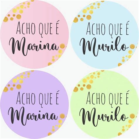 Adesivo Chá Revelação Personalizado 5cm 30 Unidades Acho