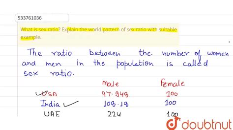 What Is Sex Ratio Explain The World Pattern Of Sex Ratio With Suitabl