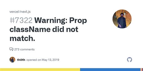 Warning Prop Classname Did Not Match · Issue 7322 · Vercelnextjs