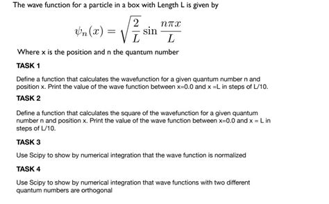 solved the wave function for a particle in a box with length