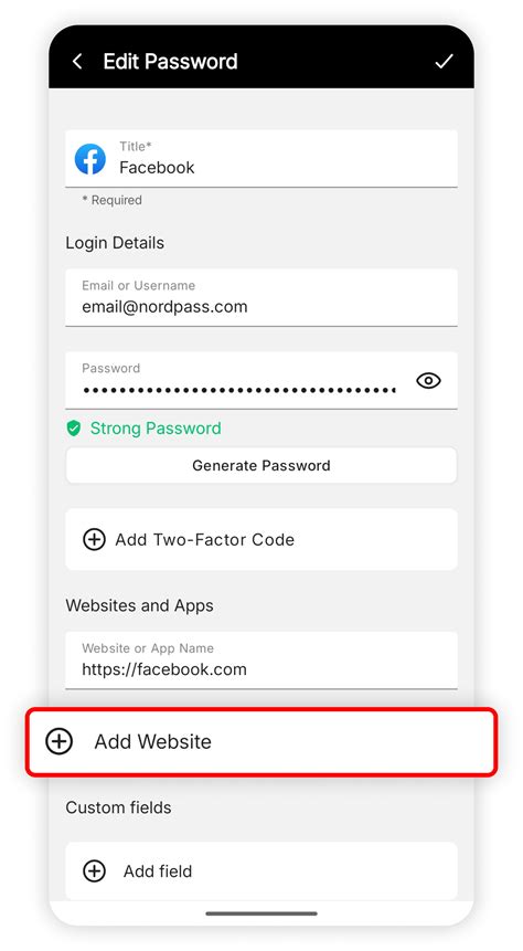 add multiple urls to password items nordpass
