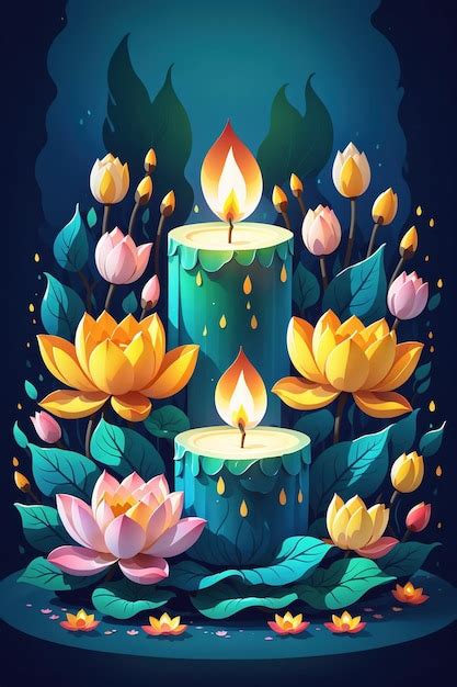Premium AI Image A Candle Surrounded By Flowers And Leaves