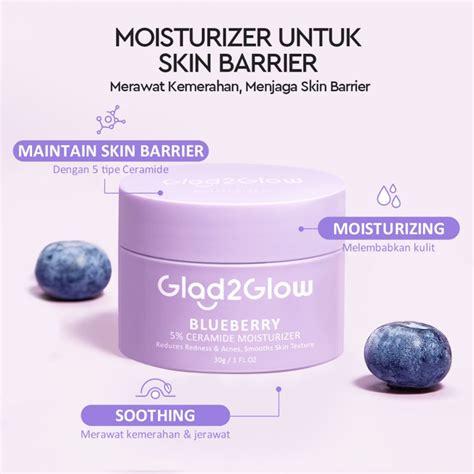 Jual Glad2Glow Blueberry 5 Ceramide Moisturizer 30g Shopee Indonesia