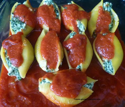 Spinach And Ricotta Cheese Stuffed Pasta Shells Give Me Some Spice