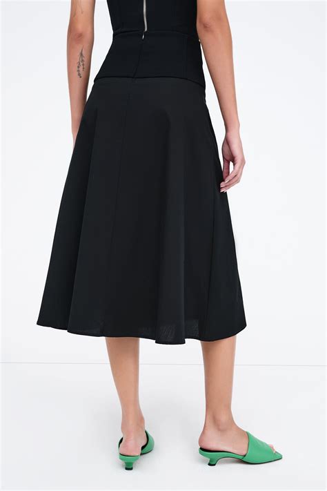 Black A Line Cotton Midi Skirt Nicole Skirt Marcella