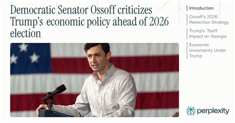 Democratic Senator Ossoff criticizes Trump's economic policy ahead of 2026...
