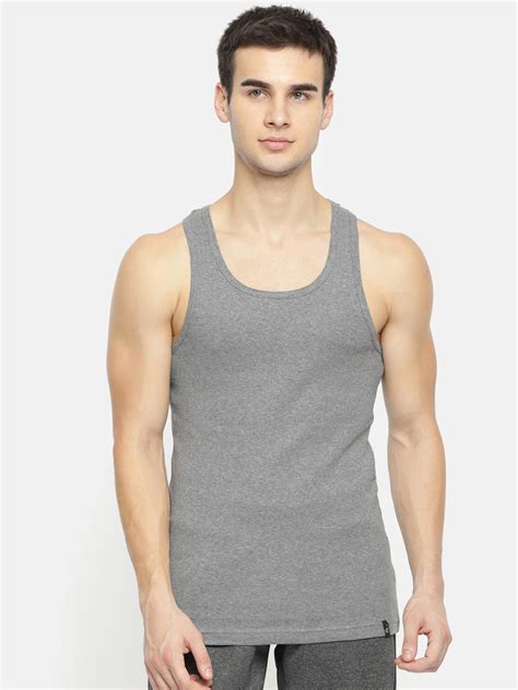Buy Jockey Men Grey Melange Self Striped Innerwear Vest 9922 0105