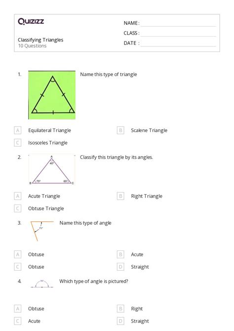 50 Classifying Triangles Worksheets For 4th Grade On Quizizz Free
