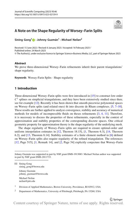 A Note On The Shape Regularity Of Worseyfarin Splits