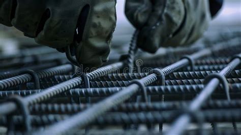 Generative Ai A Worker Uses Steel Tying Wire To Fasten Steel Rods To
