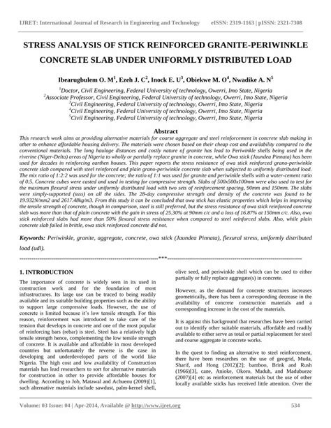 Pdf Stress Analysis Of Stick Reinforced Granite Periwinkle Concrete