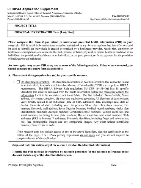 Fillable Online UI HIPAA Application Supplement 1 Doc Fax Email Print