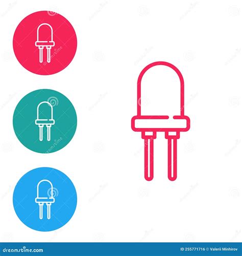red line light emitting diode icon isolated on white background