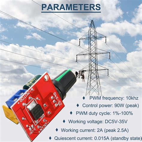 Daokai 2pcs Mini Pwm Speed Controller Module 3v 6v 12v 24v 35v 5a Dc Motor Speed Switch Governor