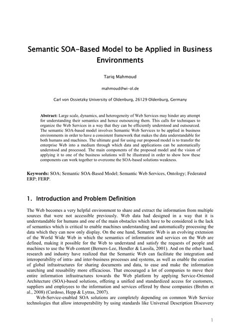 Full Article Semantic Soa Based Model To Be Applied In Business Environments