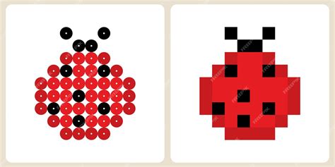 Premium Vector Ladybug In Pixel Art For Cross Stitch And Beaded