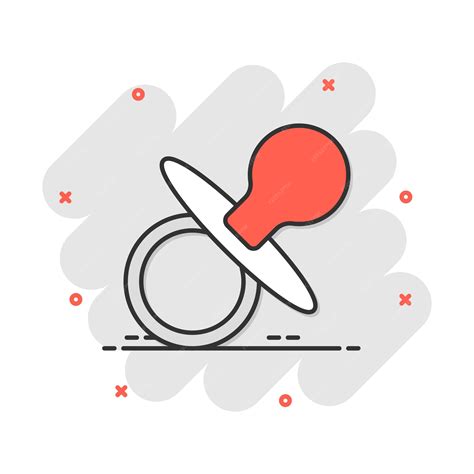 만화 스타일의 벡터 만화 아기 젖꼭지 아이콘 어린이 장난감 젖꼭지 기호 그림 그림 젖꼭지 비즈니스 스플래시 효과 개념 프리미엄 벡터