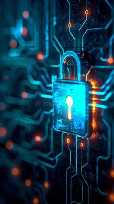 Cybersecurity Concept Digital Lock And Key On An Abstract Background Stock Illustration