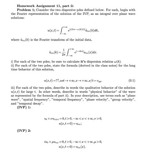 homework assignment 11 part ii problem 1 consider