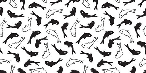 상어 완벽 한 패턴 물고기 벡터 돌고래 참치 연어 스카프 고립 된 고래 바다 바다 반복 벽지 타일 배경 만화 낙서 일러스트 참치