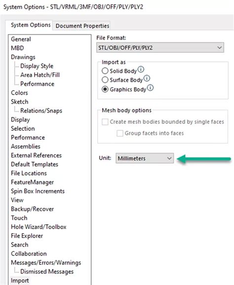 Solidworks Stl Import Settings Overview Goengineer