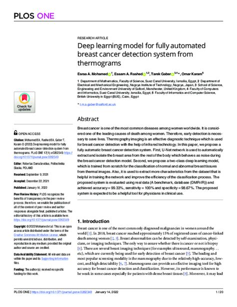 Pdf Deep Learning Model For Fully Automated Breast Cancer Detection System From Thermograms