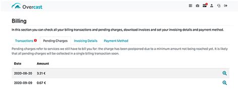 Overcast Documentation Billing