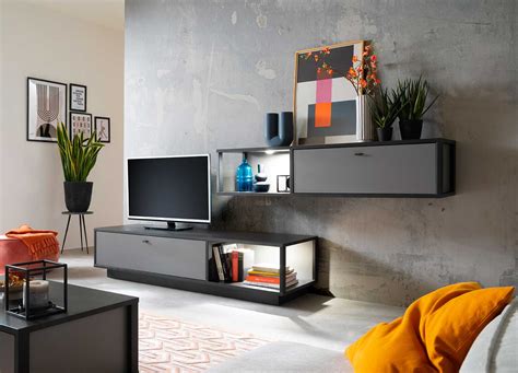 Meuble Tv Design Avec Meuble Mural Gris Cbc Meubles