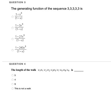 Solved QUESTION The Generating Function Of The Sequence Chegg